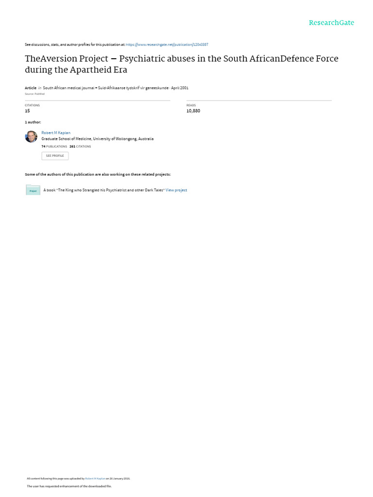 Aversion Project | PDF | Homosexuality | Psychiatry