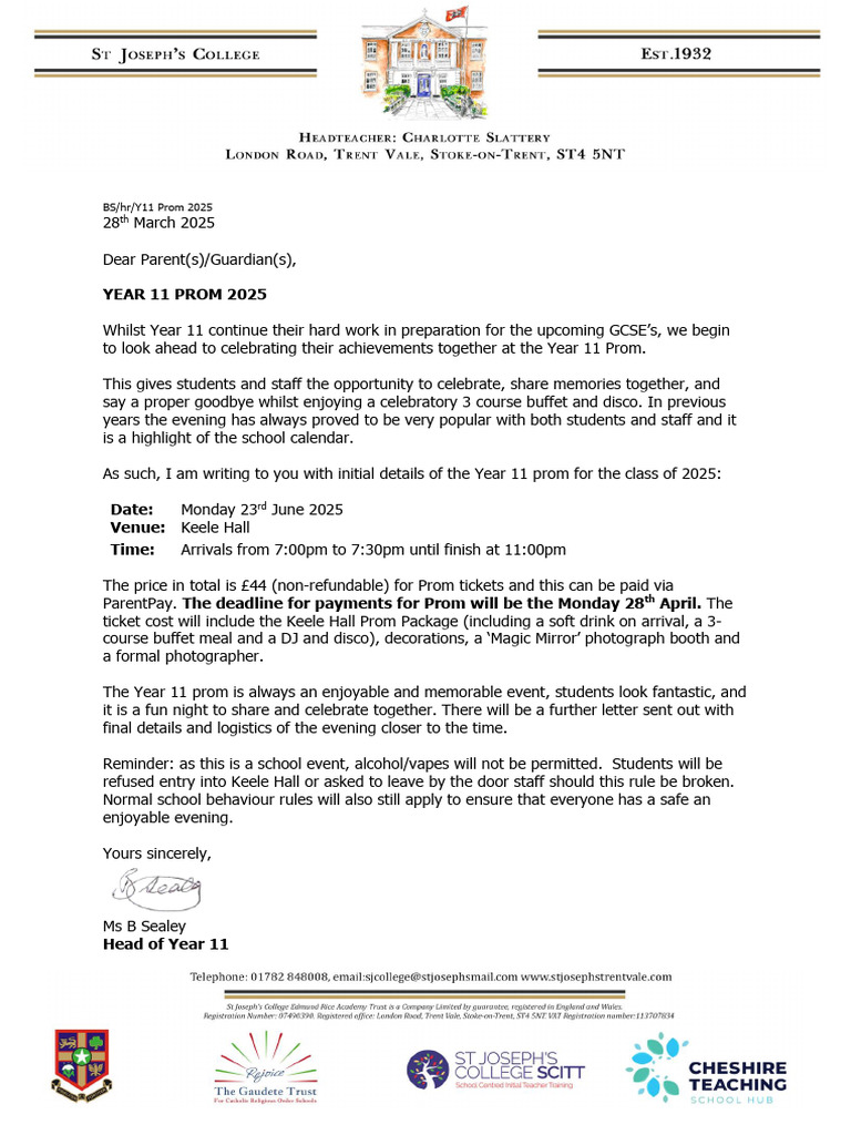 BS - Y11 Prom 2025 28.3.25 | PDF