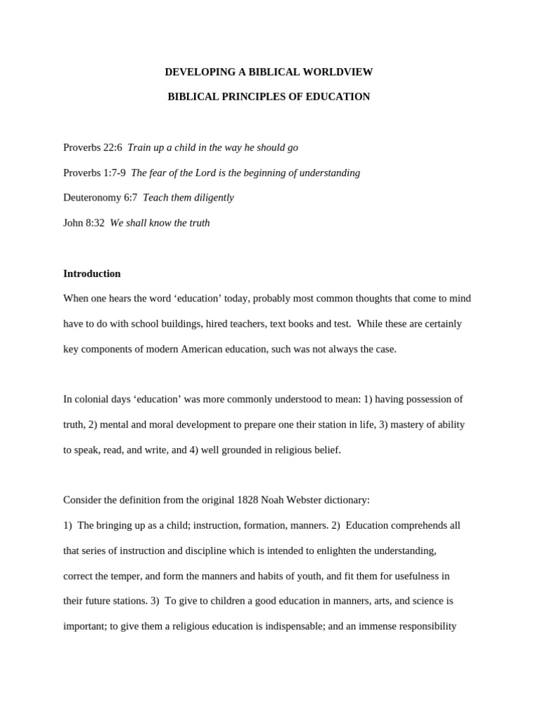 DEVELOPING A BIBLICAL WORLDVIEW | PDF | Bible | Truth