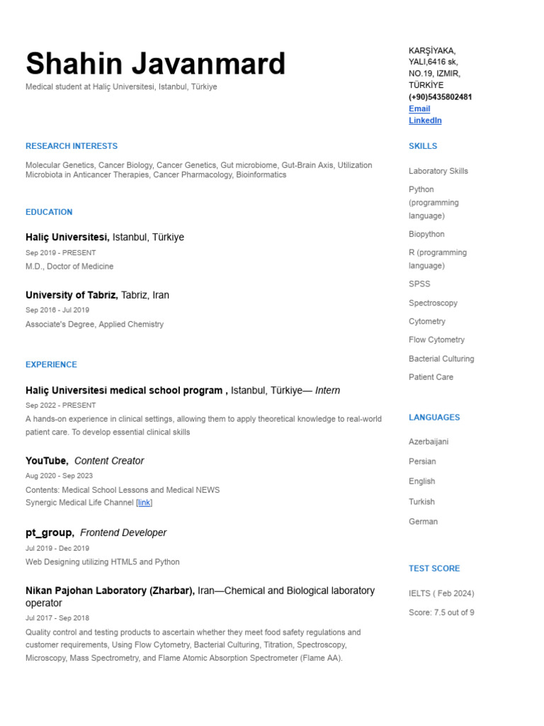 Shahin Javanmard - cv.2024 | PDF | Nanotechnology | Obsessive–Compulsive Disorder