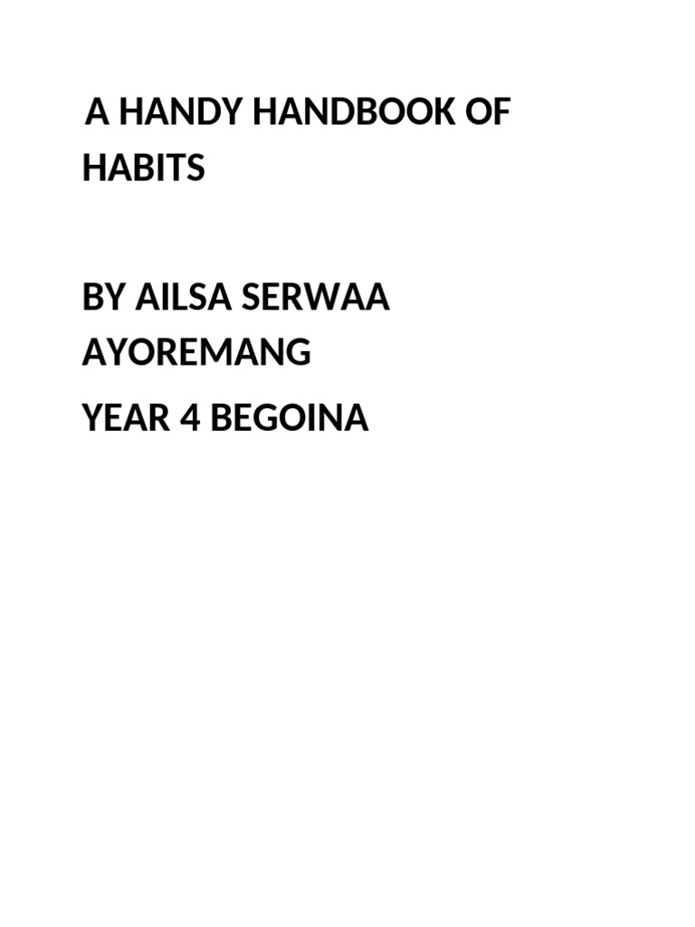 A Handy Handbook of Habits | PDF