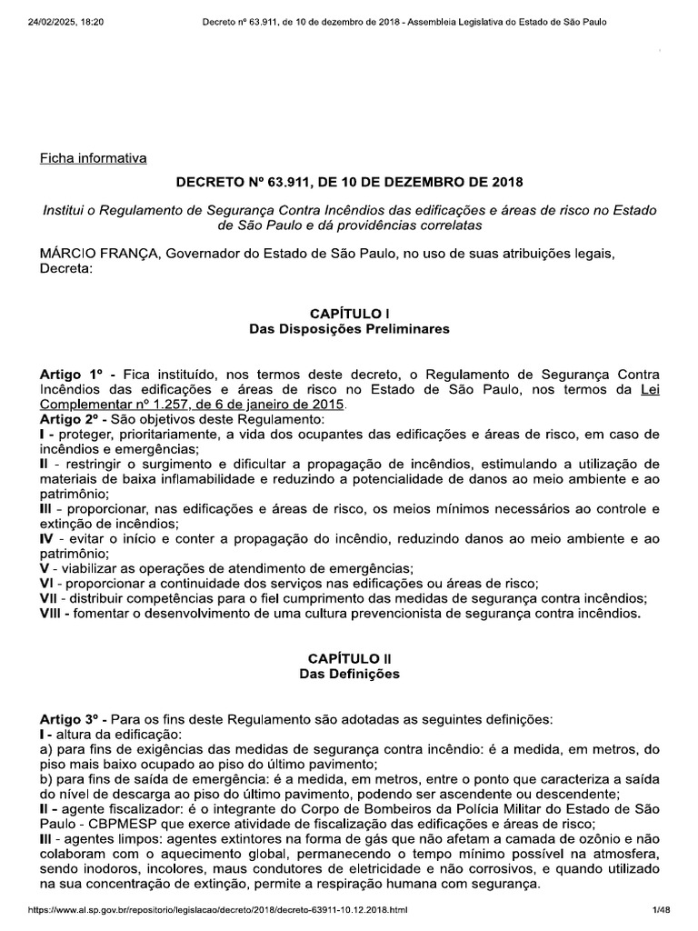 CBM- SP Decreto nº 63.911 ( CLASSIFICAÇÃO EDIFICAÇÕES) | PDF
