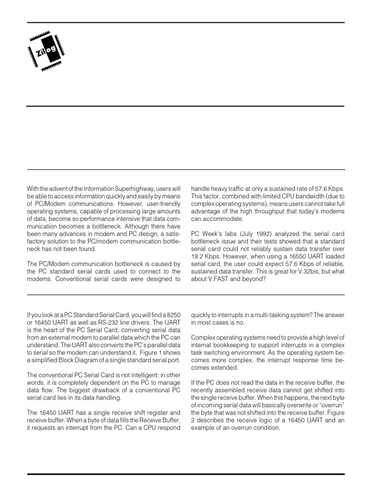 Zilog High Performance PC Communications Port | PDF | Computer ...