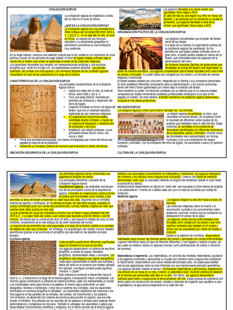 Civilización Egipcia: Historia y Cultura | PDF | Antiguo Egipto | faraón