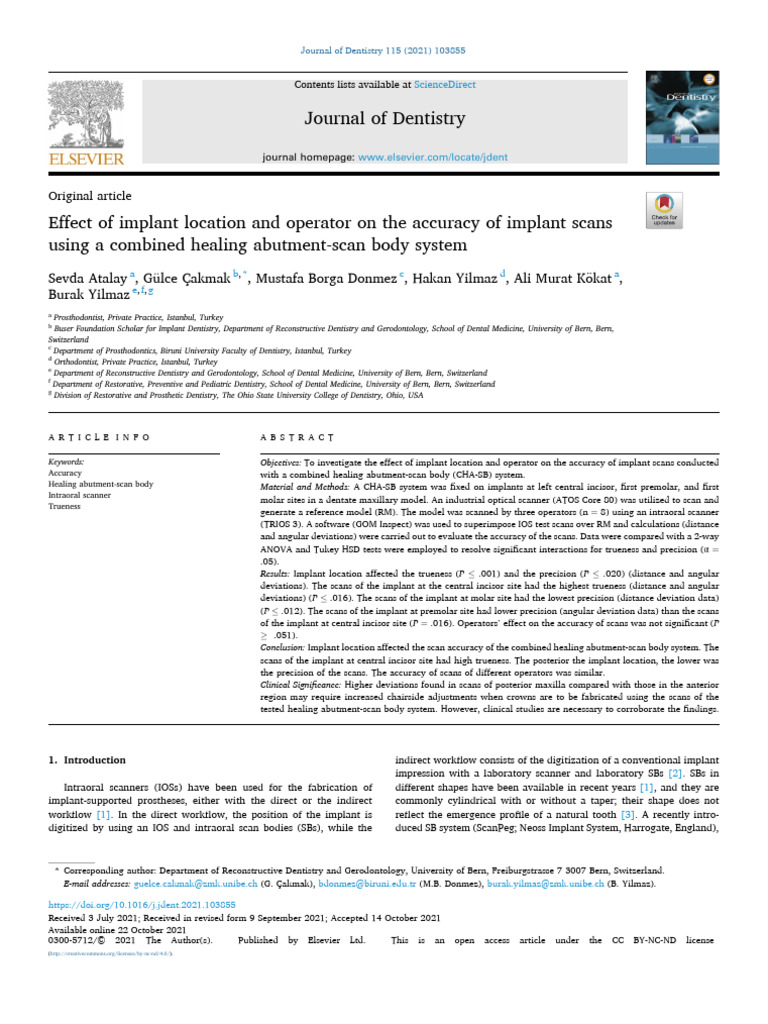 Effect of Implant Location and Operator On The Accuracy of Implant ...