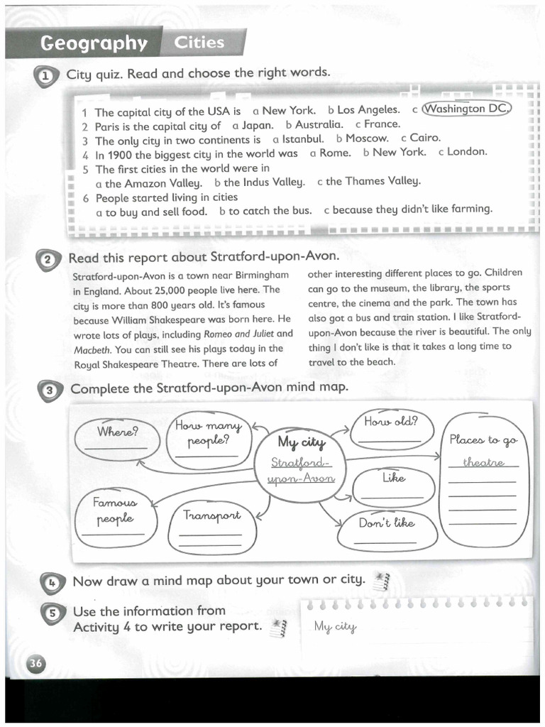 5º Libro English KID'S BOX WB Geography Cities | PDF