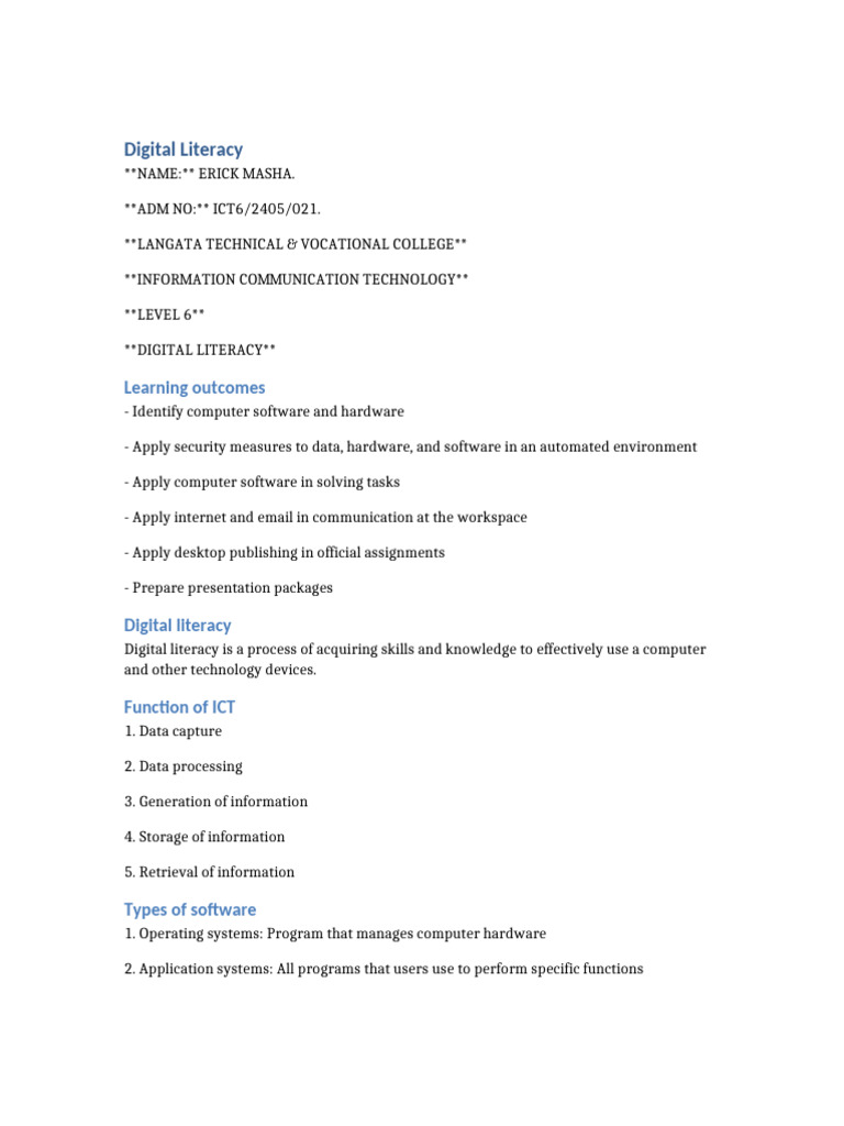 Digital Literacy | PDF