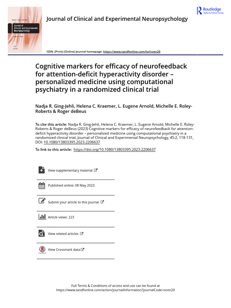 Cognitive Markers For Efficacy of Neurofeedback For Attention-Deficit ...