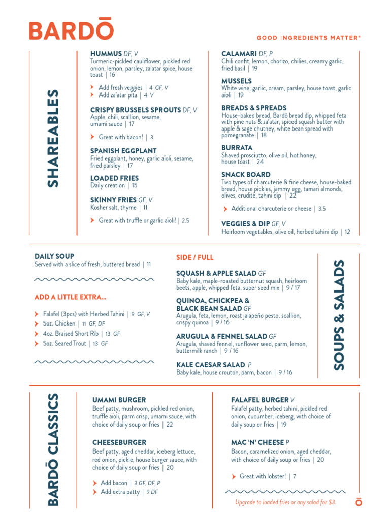 Bardo Menu-Dinner Guelph Oct 7 Web | PDF | Pickling | Salad
