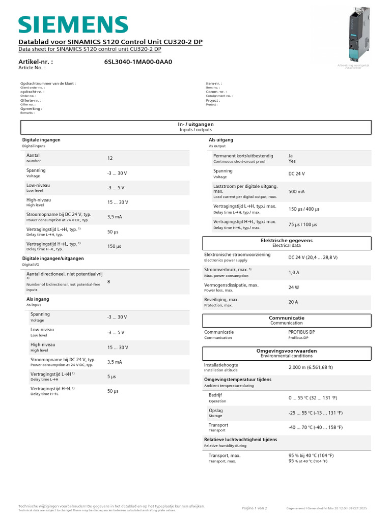 6SL3040-1MA00-0AA0_datasheet_nl_en | PDF