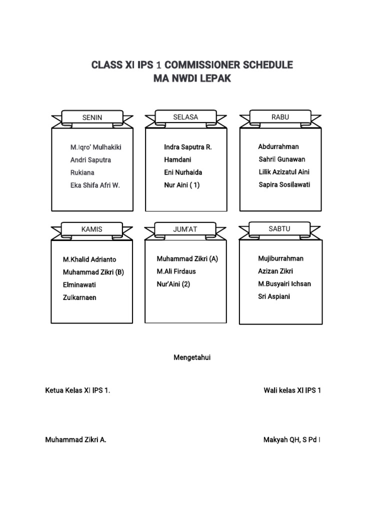 XI IPS 1 Class Schedule Overview | PDF