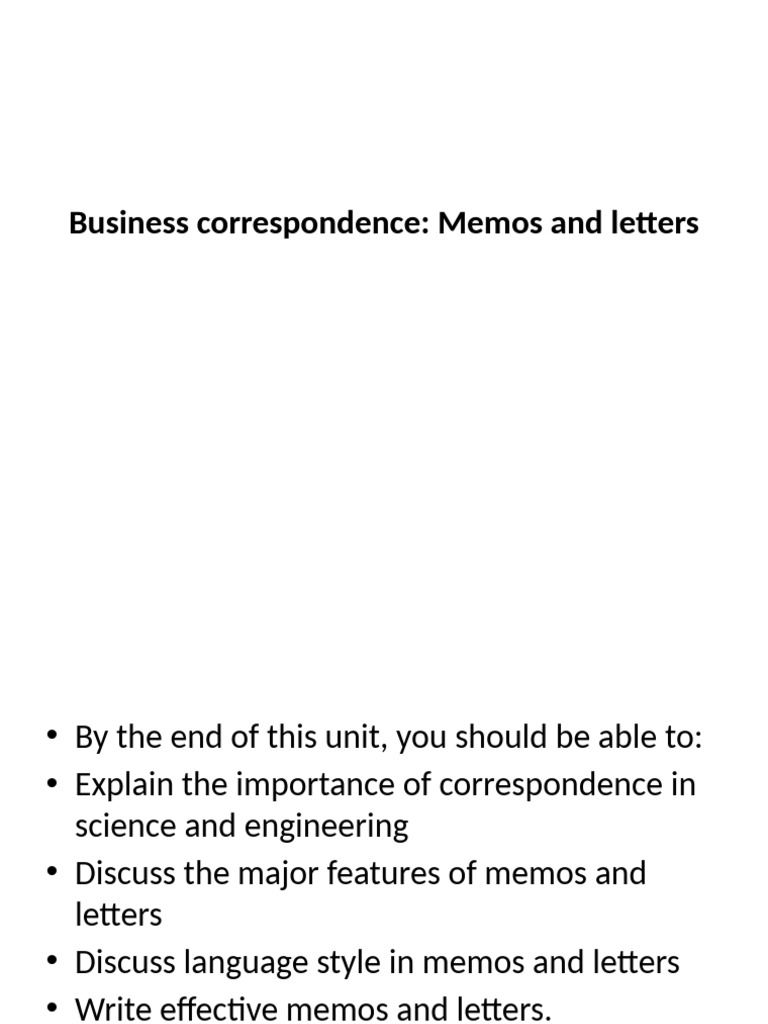 Business Correspondence - Memos and Letters | PDF | Memorandum | Human Communication