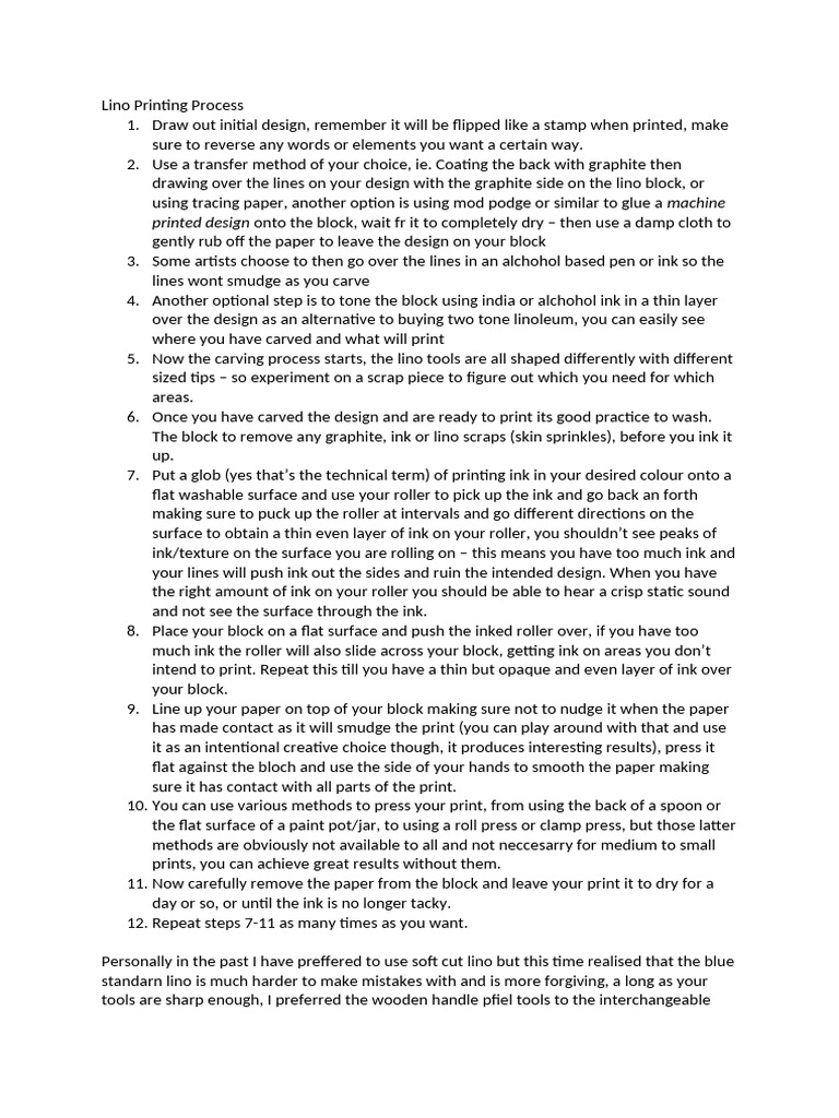 Lino Process | PDF | Ink