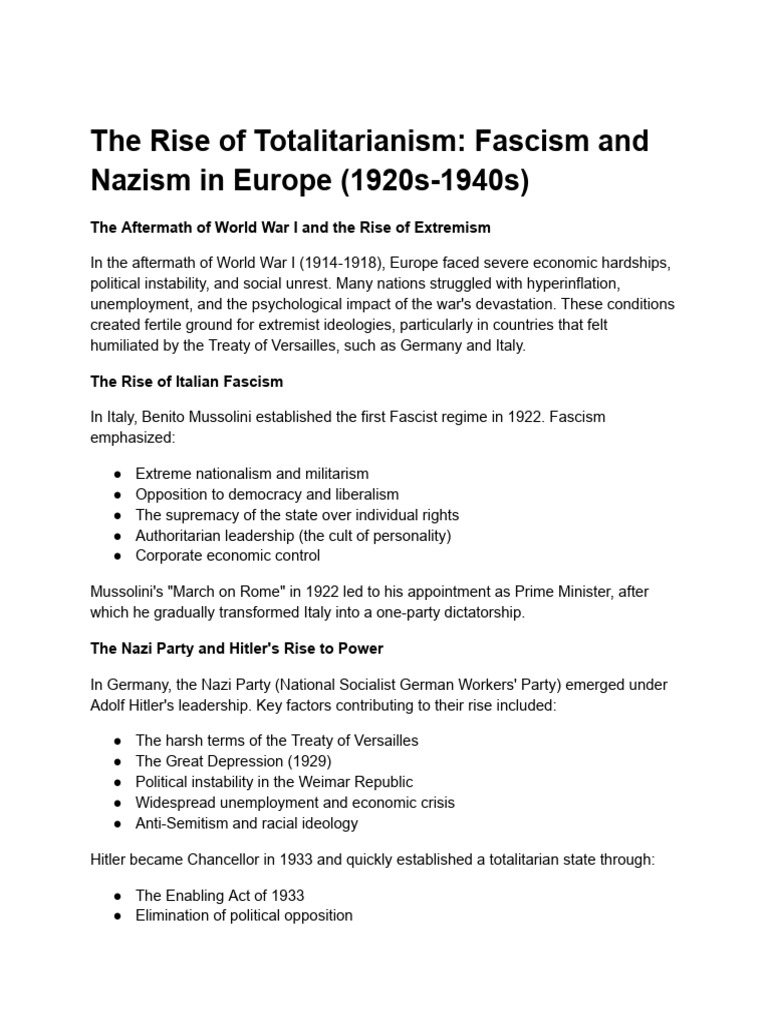 Fascism and Nazism in Europe (1920s-1940s) | PDF | Fascism | Nazi Germany