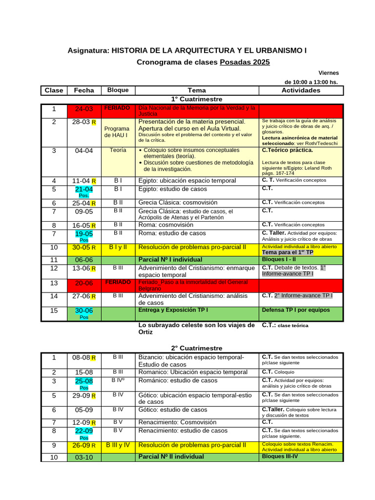 Crono WORD Posadas 2025 Viernes | PDF