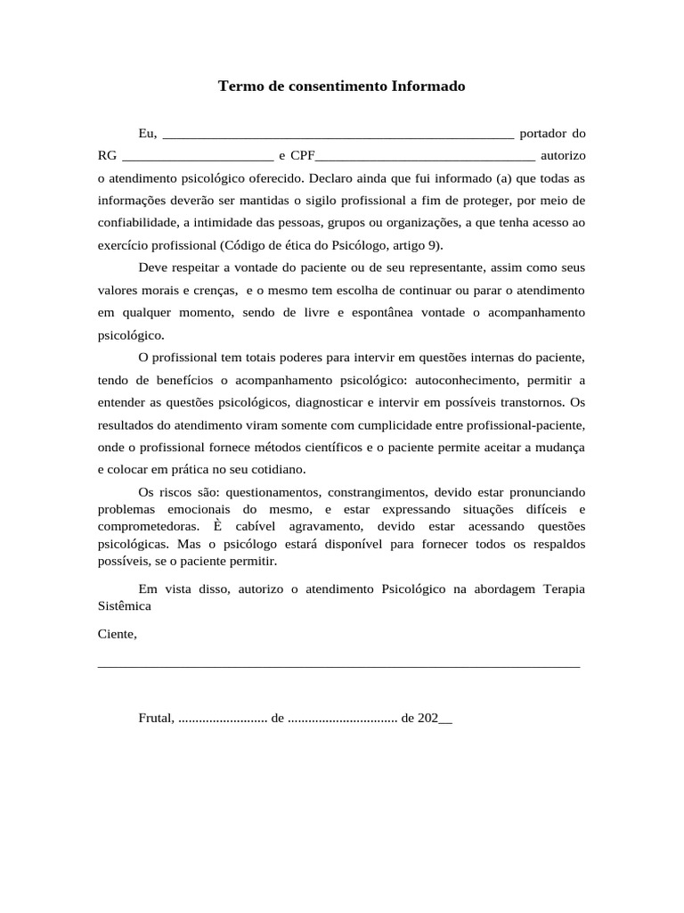 Termo de consentimento Informado | PDF