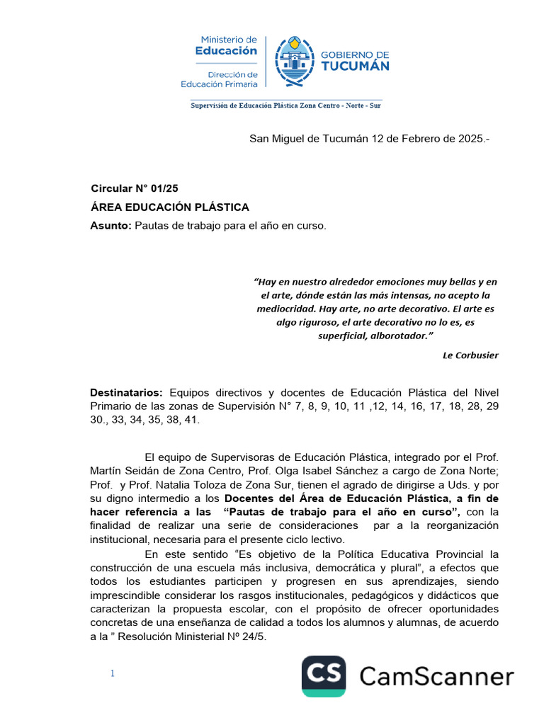 Pautas de Trabajo Educación Plástica 2025 | PDF | Enseñando | Educación de la primera infancia
