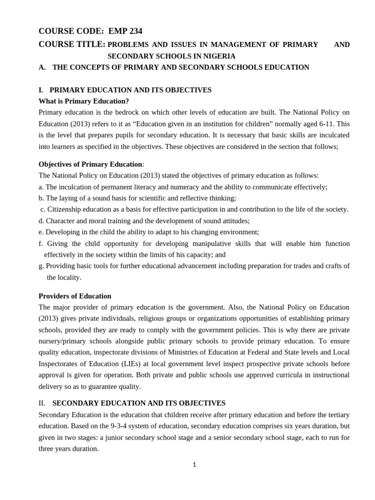 EMP 234 COMPLETE COURSE MATERIAL | PDF | Secondary Education | Teachers