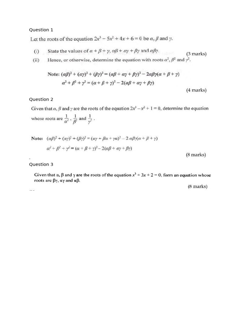 Cubic Polynomials Questions | PDF