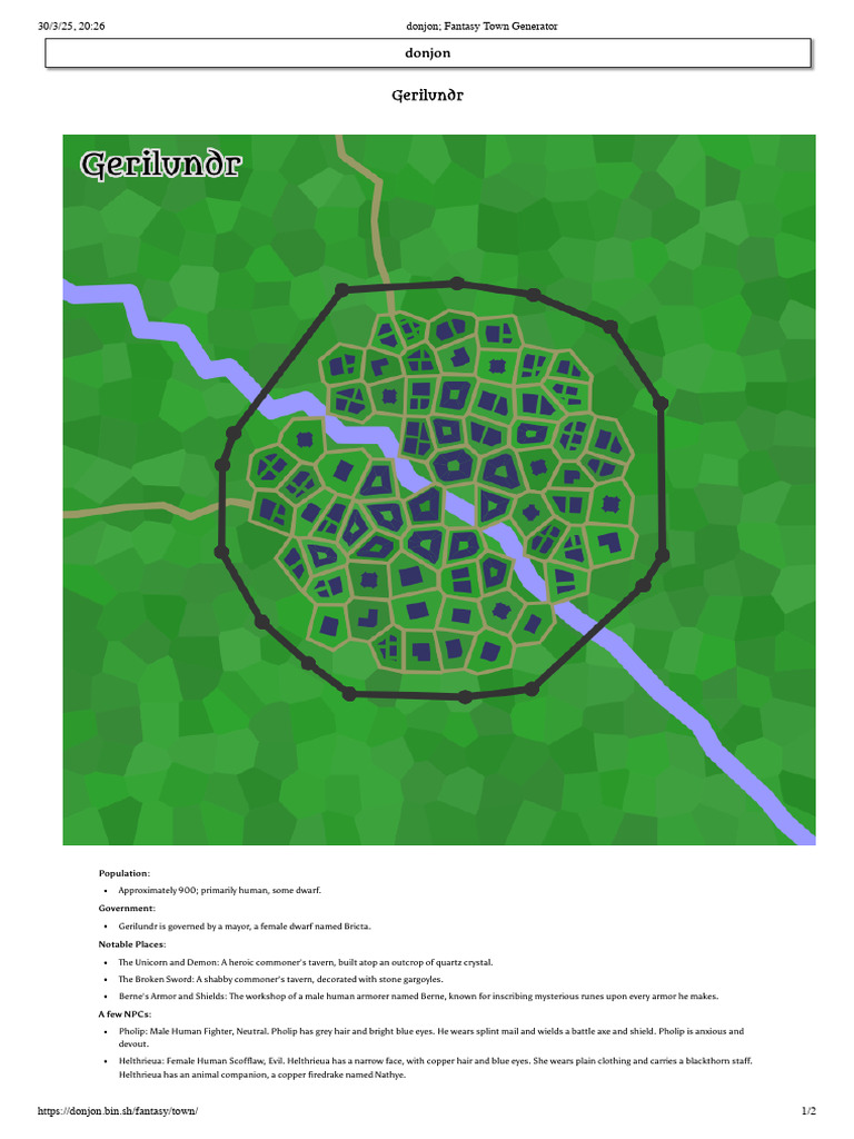 Donjon Fantasy Town Generator | PDF