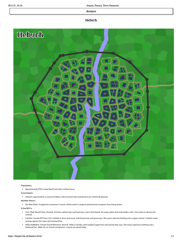 Donjon Fantasy Town Generator 1 | PDF