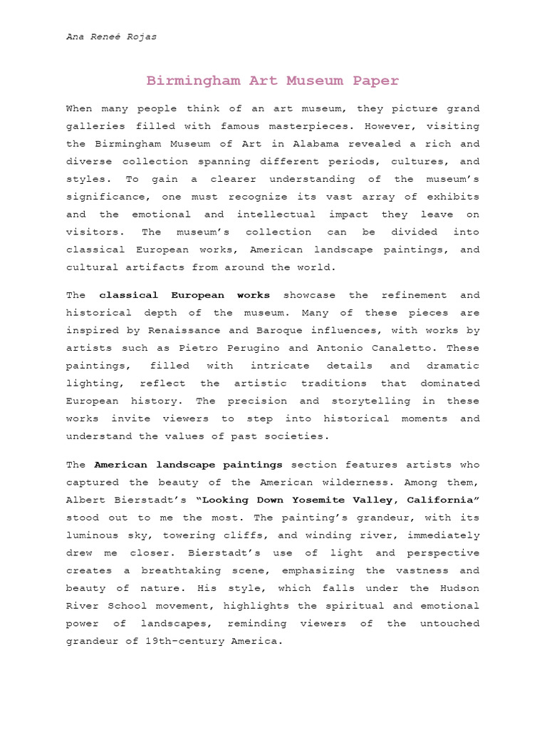 Birmingham Art Museum Paper PDF | PDF | Paintings | Landscape