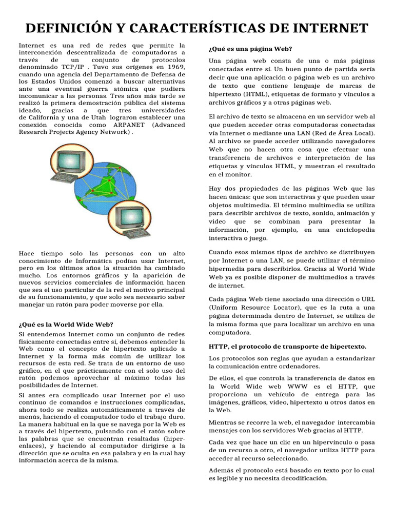 Definición y Caracteristicas de Internet | PDF | Red mundial | Internet ...