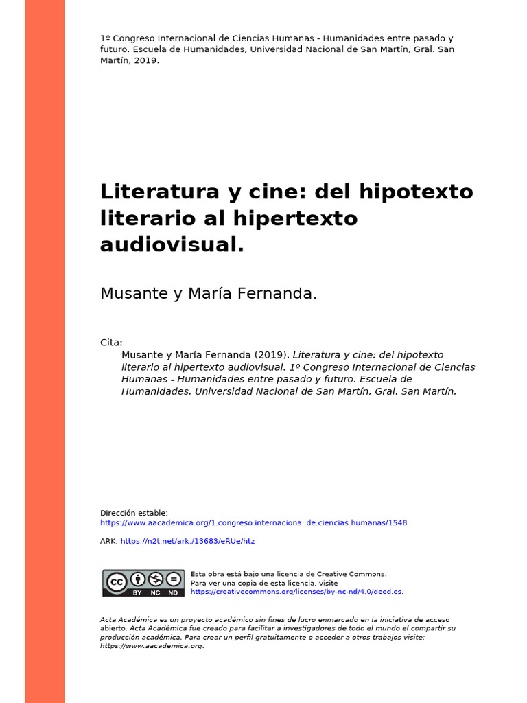 Musante y María Fernanda (2019) - Literatura y Cine Del Hipotexto ...