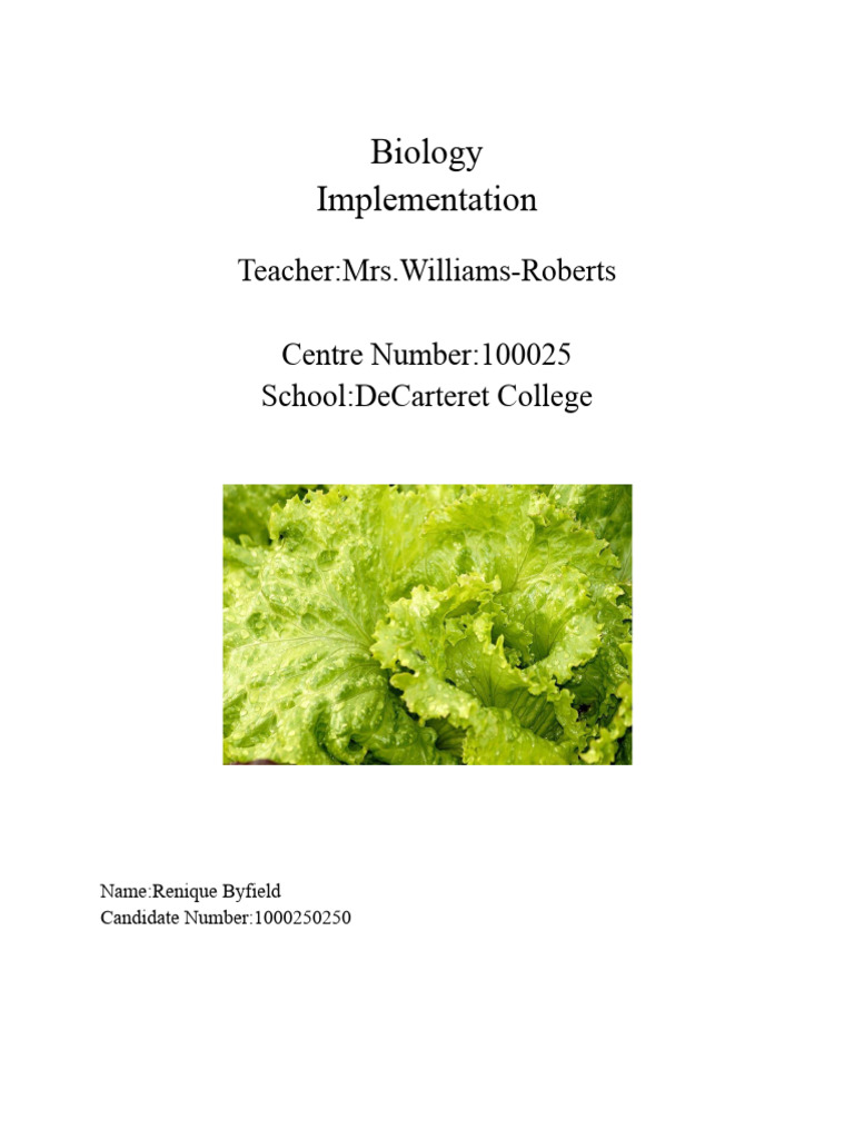 CSEC Biology Proposal Lab #6 | PDF | Leaf | Osmosis