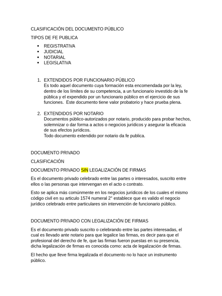 Clasificación Del Documento Público | PDF | Ley común | Derecho Civil (Common Law)