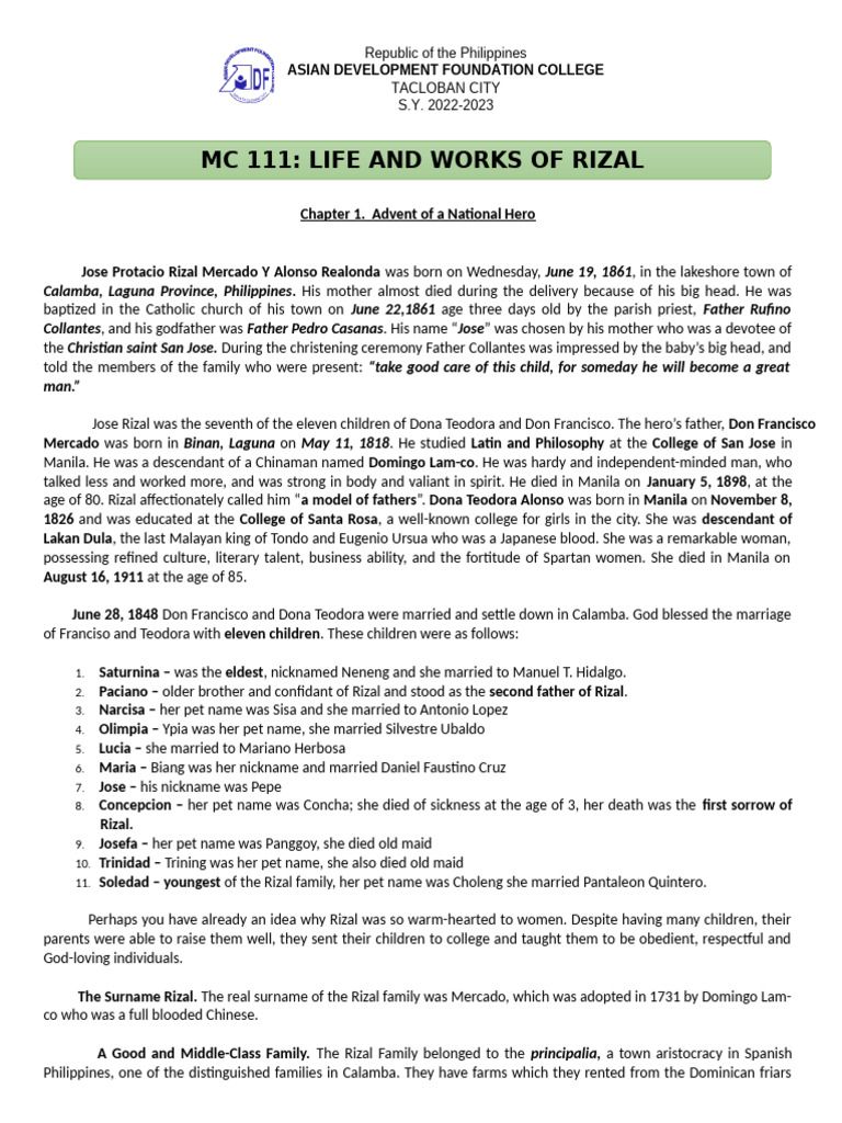 RIZAL-CHAPTER-1-16 | PDF | Manila
