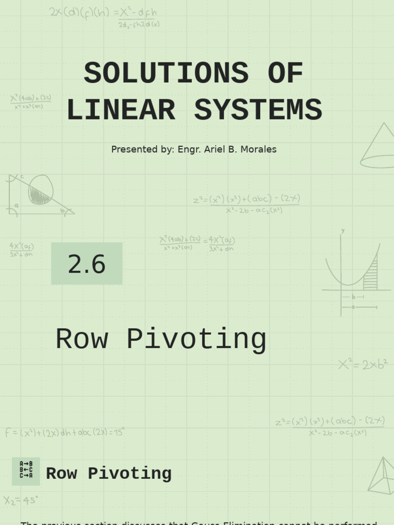 Chap 2_part 3 Row Pivot and Jacobi Method | PDF | System Of Linear Equations | Mathematical Objects
