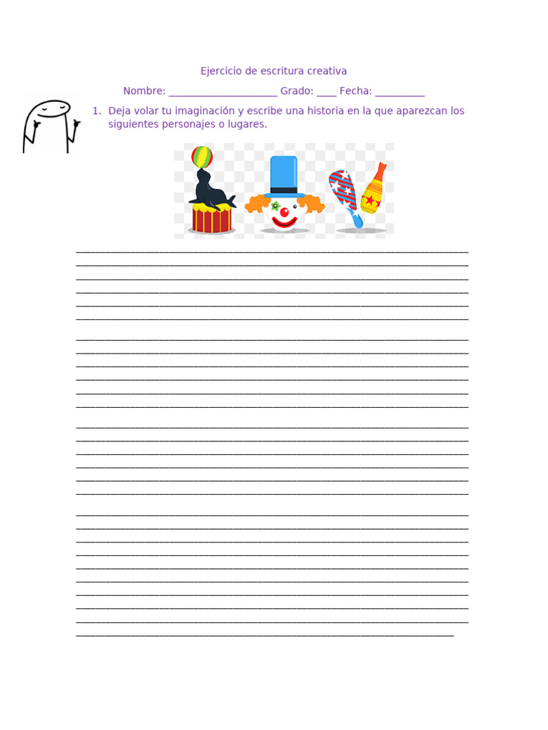 EJERCICIO DE ESCRITURA CREATIVA | PDF