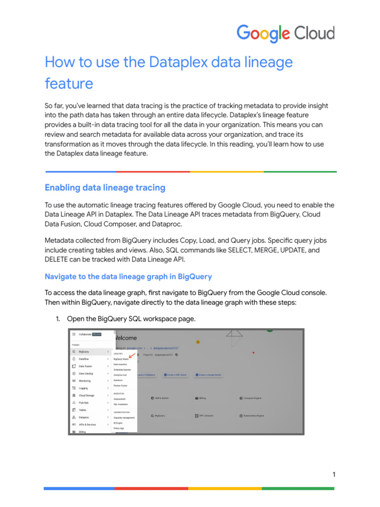 How To Use The Dataplex Data Lineage Feature | PDF | Data | Metadata