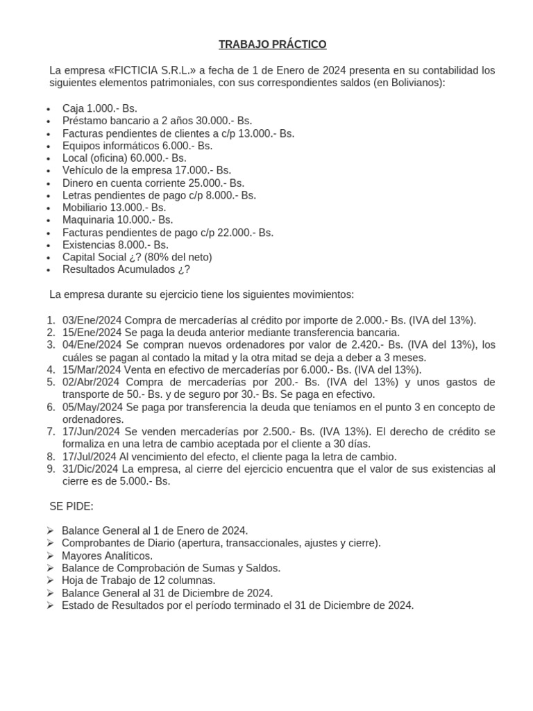 Práctica Conta Intermedia Marzo 2025 | PDF