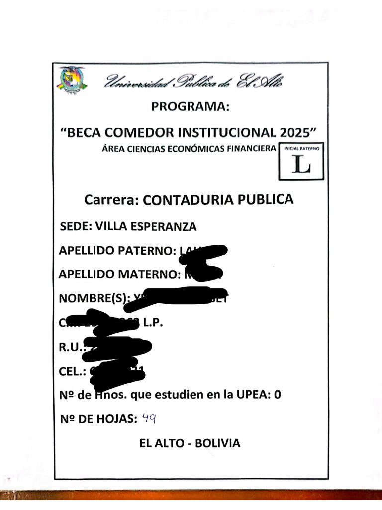 Orden de Los Documentos Beca Comedor | PDF