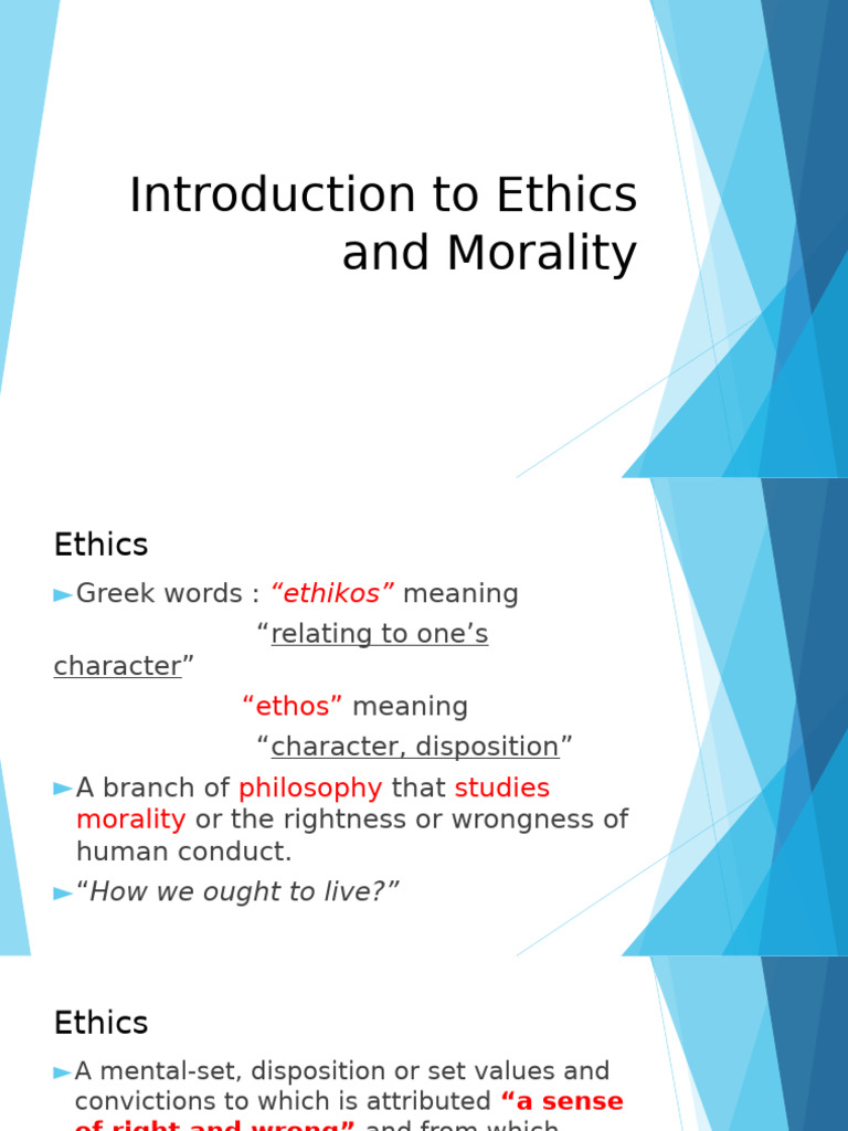 Introduction to Ethics and Morality | PDF | Morality | Liberal Arts ...