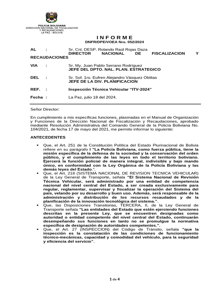 Informe 052 Itv 2024 Innovaciones | PDF | Planificación | Policía