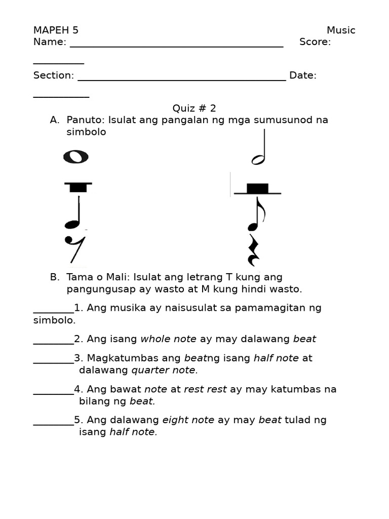 Mapek Music Quiz # 2 | PDF
