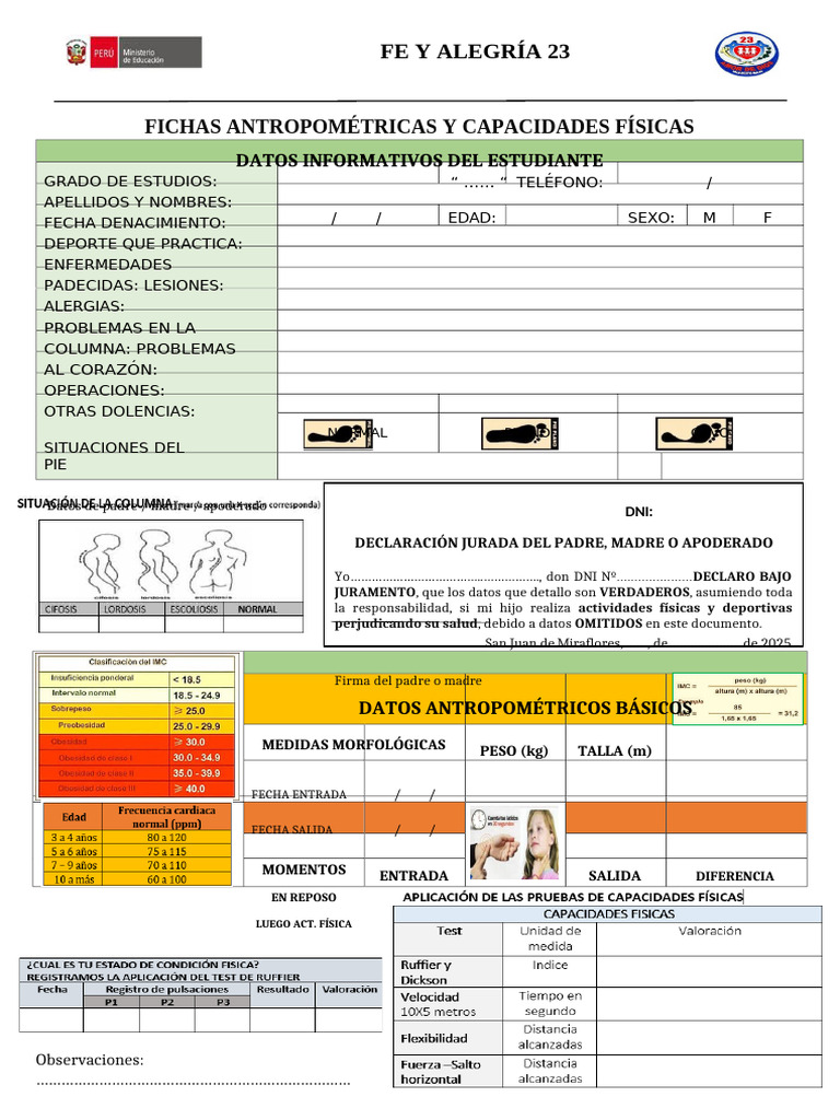 Ficha Antropometricas 2025 | PDF