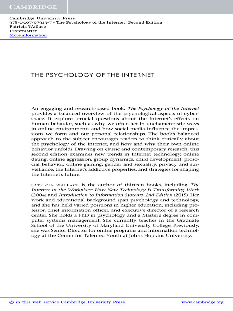 Frontmatter | PDF | Psychology | Internet