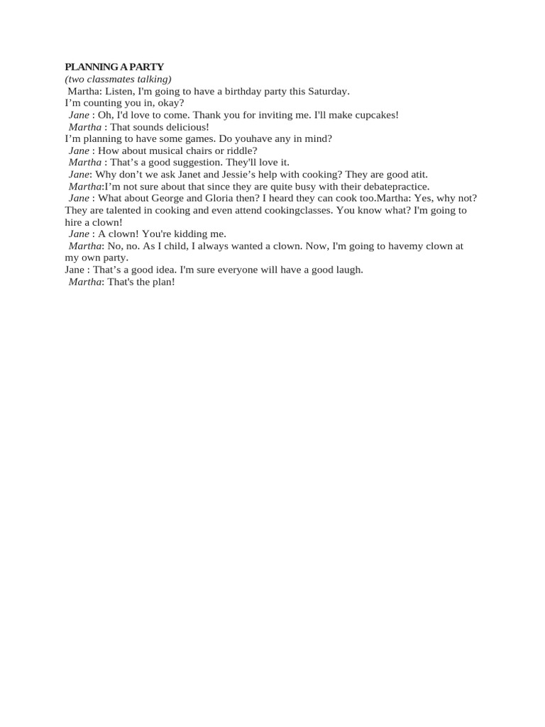 Planning A Party | PDF