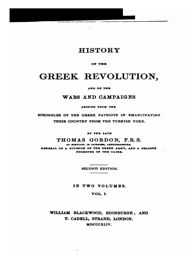 GORDON History of The Greek Revolution | PDF