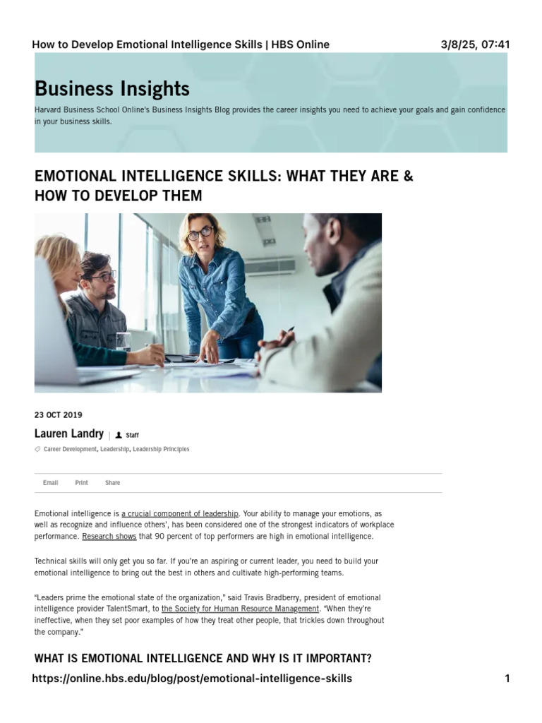 Developing Emotional Intelligence Skills | PDF | Emotional Intelligence ...