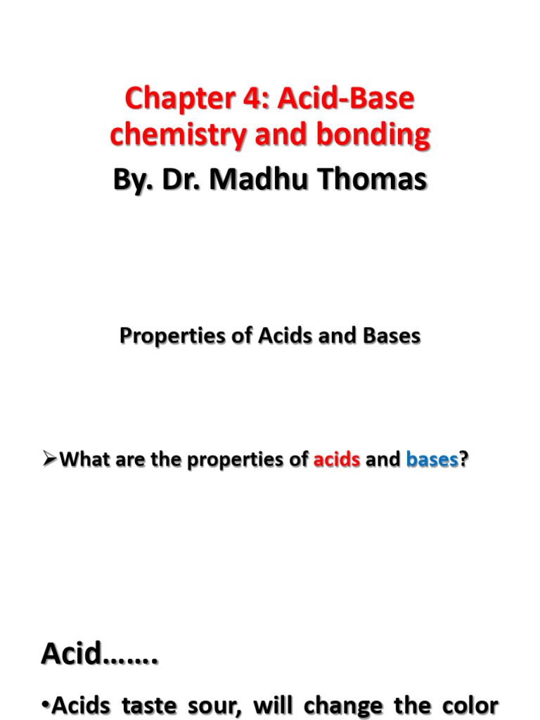 Chapter 4 - Acid-Base Chemistry and Bonding | PDF