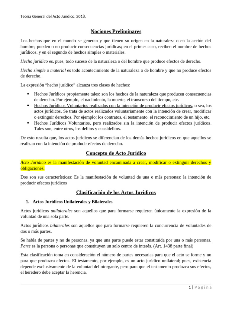 Teoría del Acto Jurídico: Conceptos Clave | PDF | Ley común