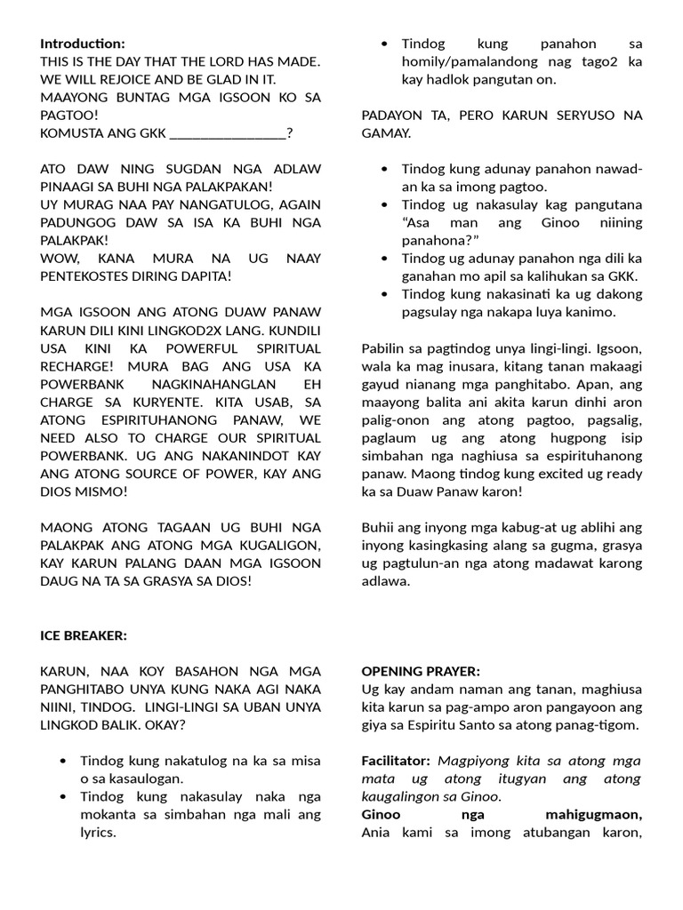 Duaw Panaw Script | PDF