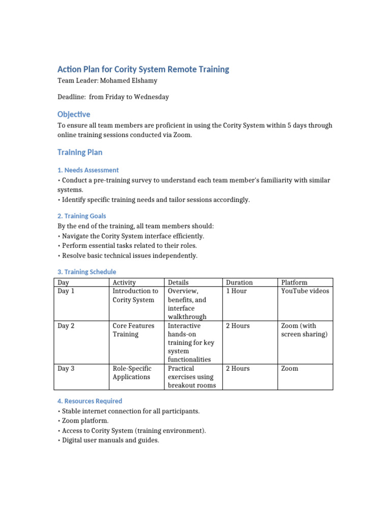 Action_Plan_Cority_System | PDF