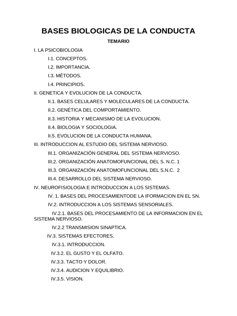 Bases Biologicas de La Conducta | PDF