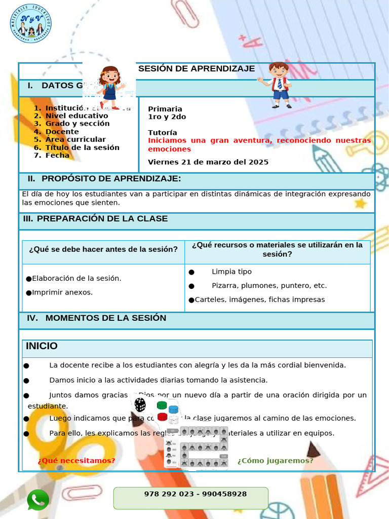 Tutoría - Iniciamos Una Gran Aventura, Reconociendo Nuestras Emociones ...